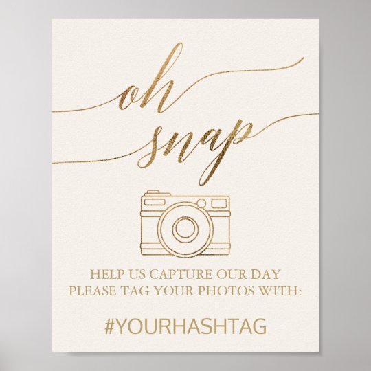 Elegant Gold Calligraphy | Ivory Oh Snap Sign | Zazzle.com