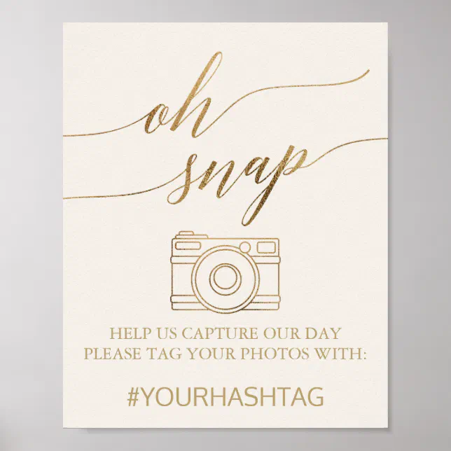 Elegant Gold Calligraphy | Ivory Oh Snap Sign | Zazzle