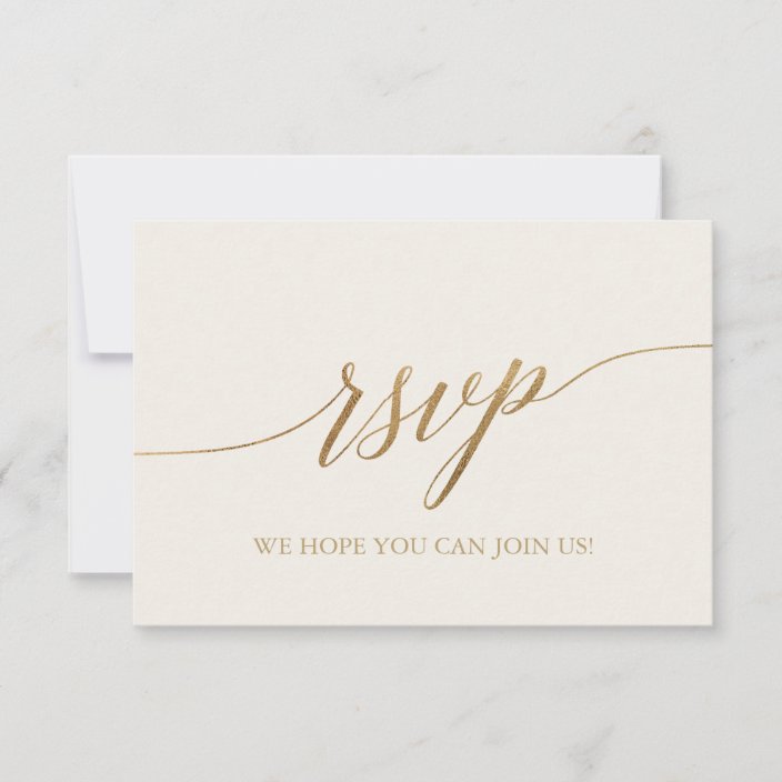Elegant Gold Calligraphy | Ivory Simple RSVP Card | Zazzle.com