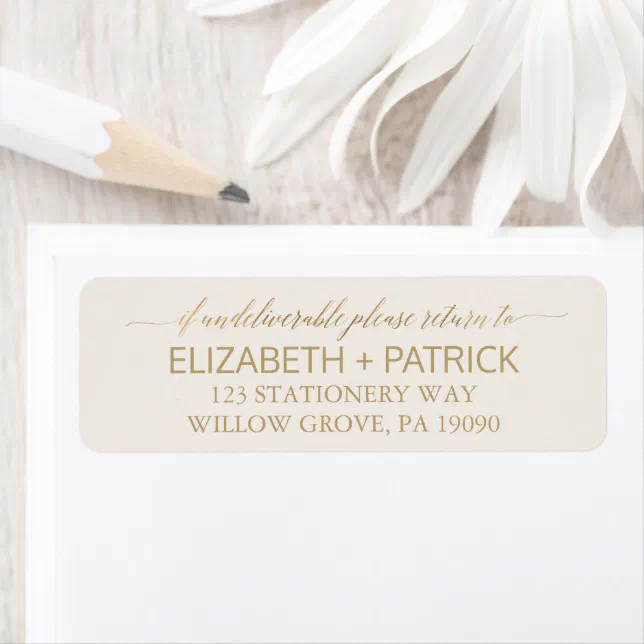 Elegant Gold Calligraphy | Ivory Wedding Label | Zazzle