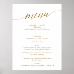 Elegant Gold Calligraphy Large Wedding Menu Sign | Zazzle