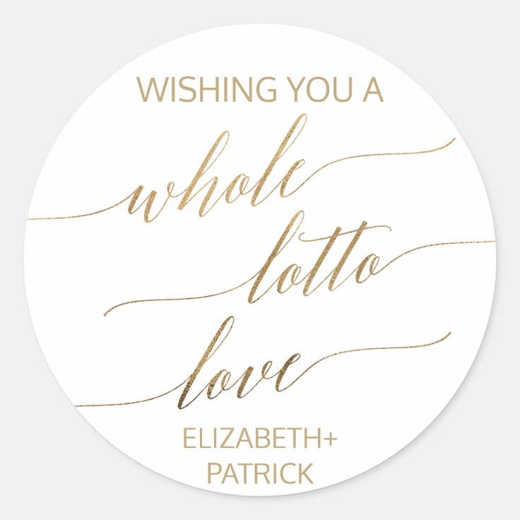 Elegant Gold Calligraphy Lottery Ticket Favor Classic Round Sticker ...