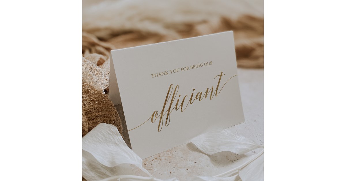 Elegant Gold Calligraphy Officiant Thank You Card | Zazzle