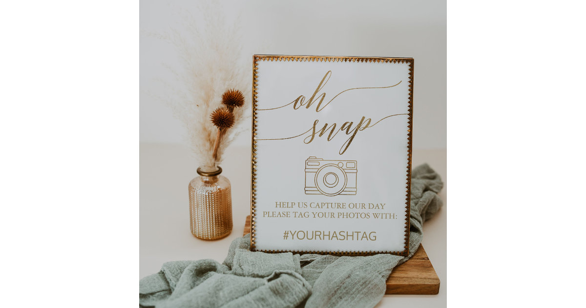 Elegant Gold Calligraphy Oh Snap Sign | Zazzle