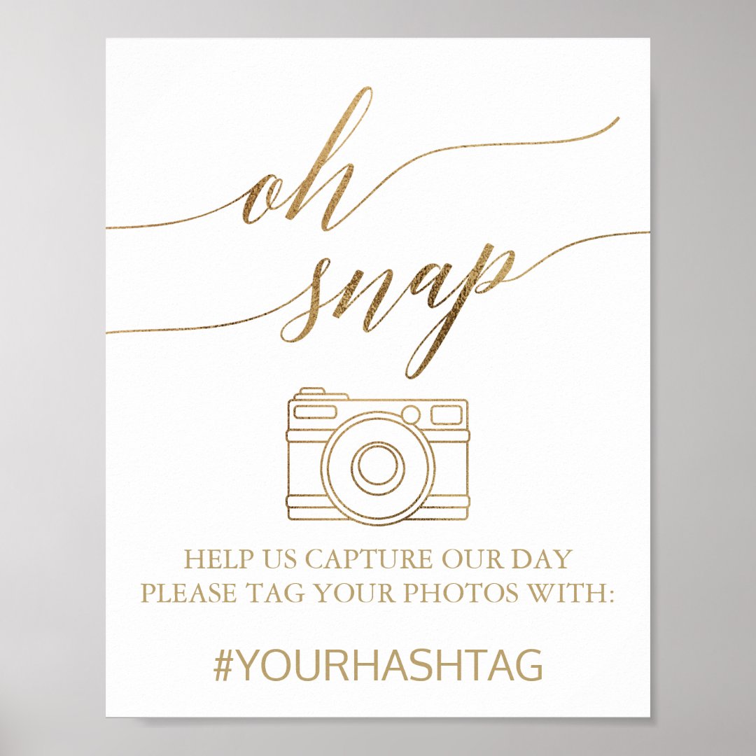 Elegant Gold Calligraphy Oh Snap Sign | Zazzle