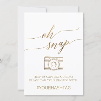 Elegant Gold Calligraphy Oh Snap Table Sign Invitation | Zazzle