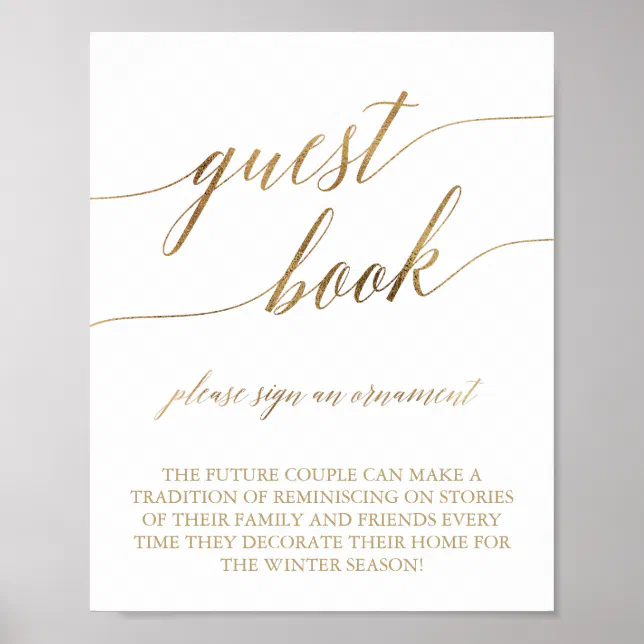 Elegant Gold Calligraphy Ornament Guest Book Sign | Zazzle