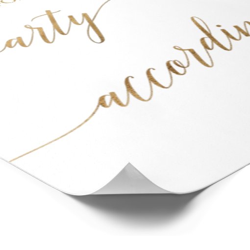 Elegant Gold Calligraphy Party Accordingly Sign | Zazzle
