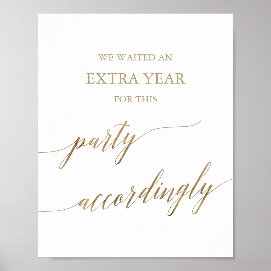 Elegant Gold Calligraphy Party Accordingly Sign | Zazzle