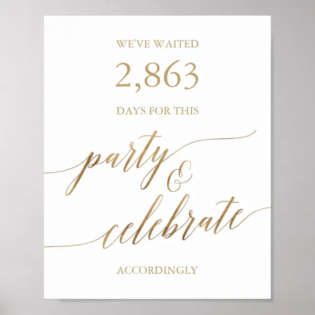 Elegant Gold Calligraphy Party & Celebrate Poster | Zazzle