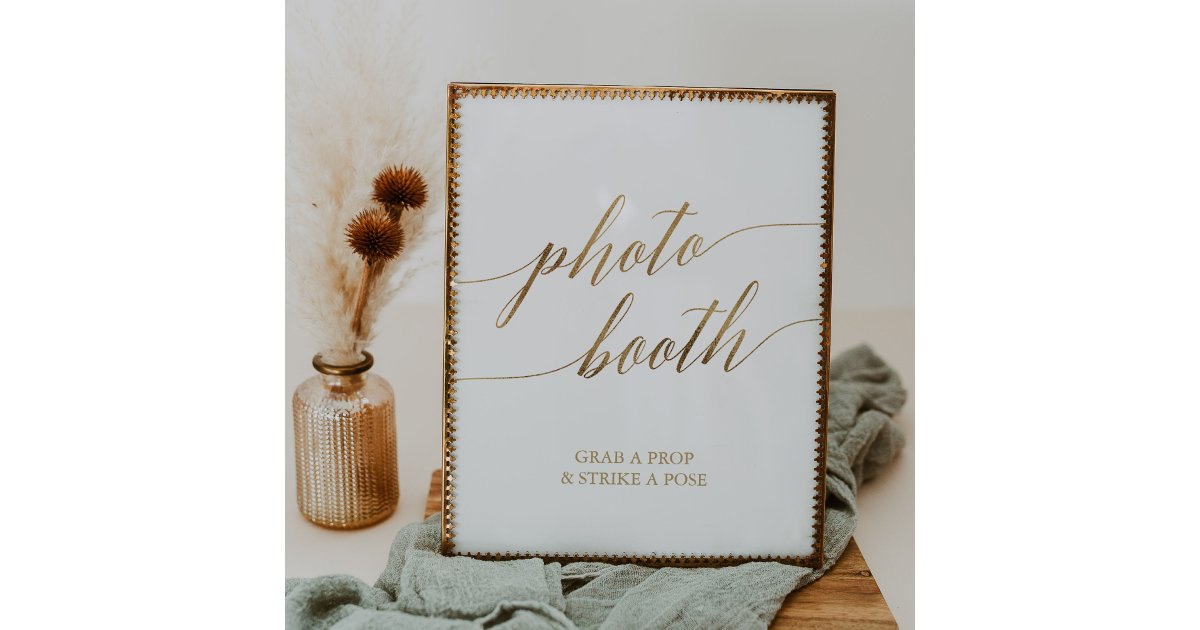 Elegant Gold Calligraphy Photo Booth Sign | Zazzle
