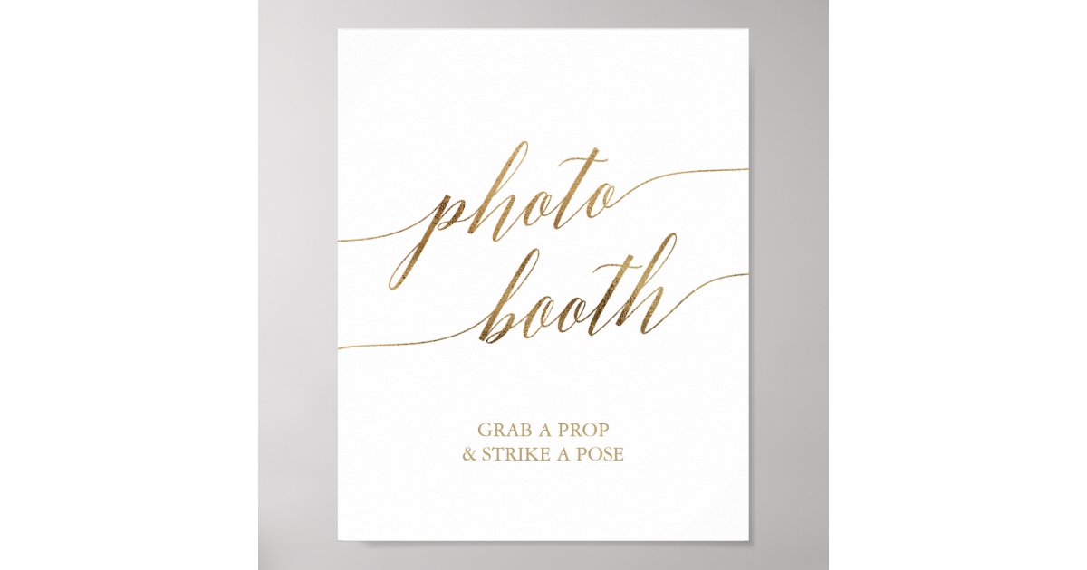 Elegant Gold Calligraphy Photo Booth Sign | Zazzle