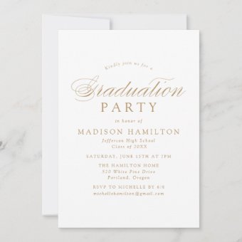 Elegant Gold Calligraphy Photo Graduation Party Invitation | Zazzle