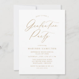 Elegant Gold Calligraphy Photo Graduation Party Invitation | Zazzle
