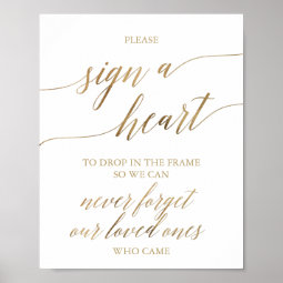 Elegant Gold Calligraphy Please Sign a Heart | Zazzle