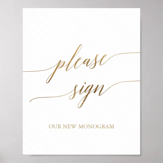 Elegant Gold Calligraphy Please Sign Poster | Zazzle