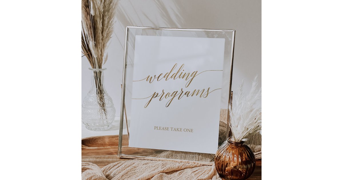 Elegant Gold Calligraphy Programs Sign | Zazzle