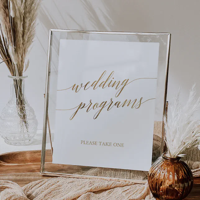 Elegant Gold Calligraphy Programs Sign | Zazzle