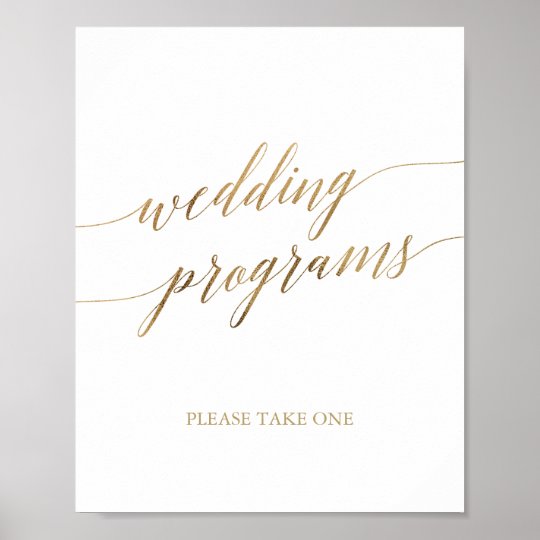 Elegant Gold Calligraphy Programs Sign | Zazzle.com