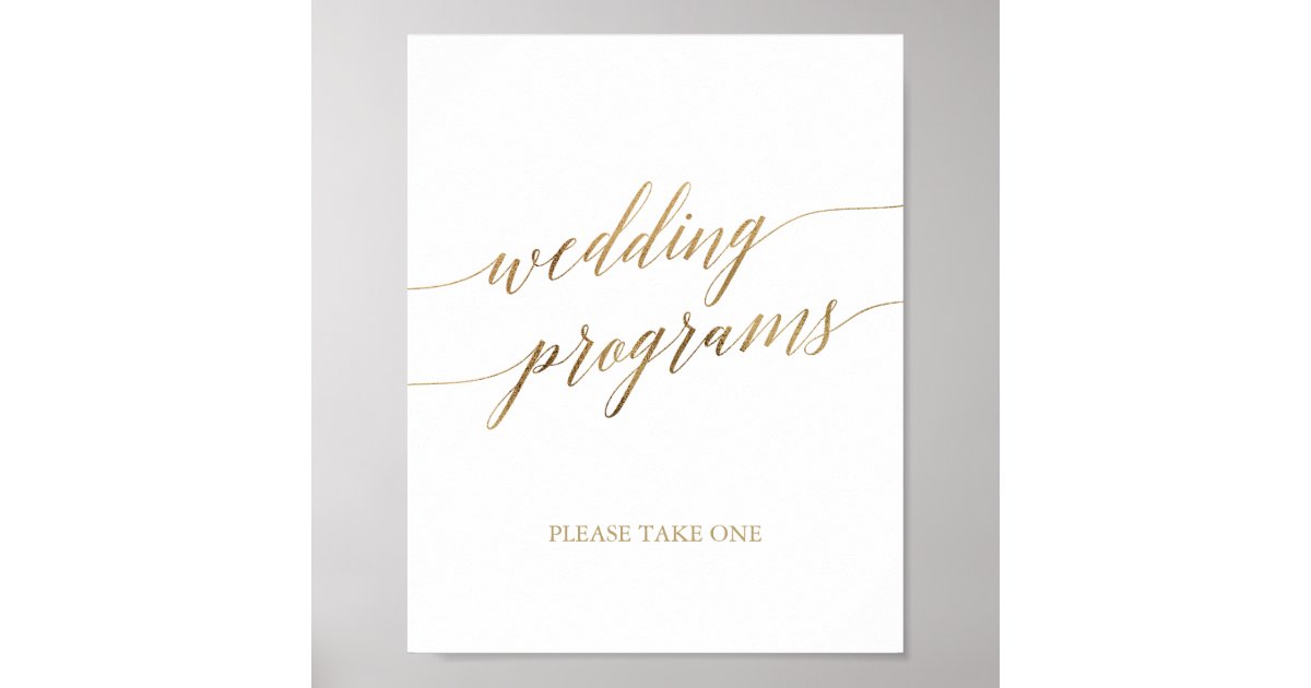 Elegant Gold Calligraphy Programs Sign | Zazzle.com