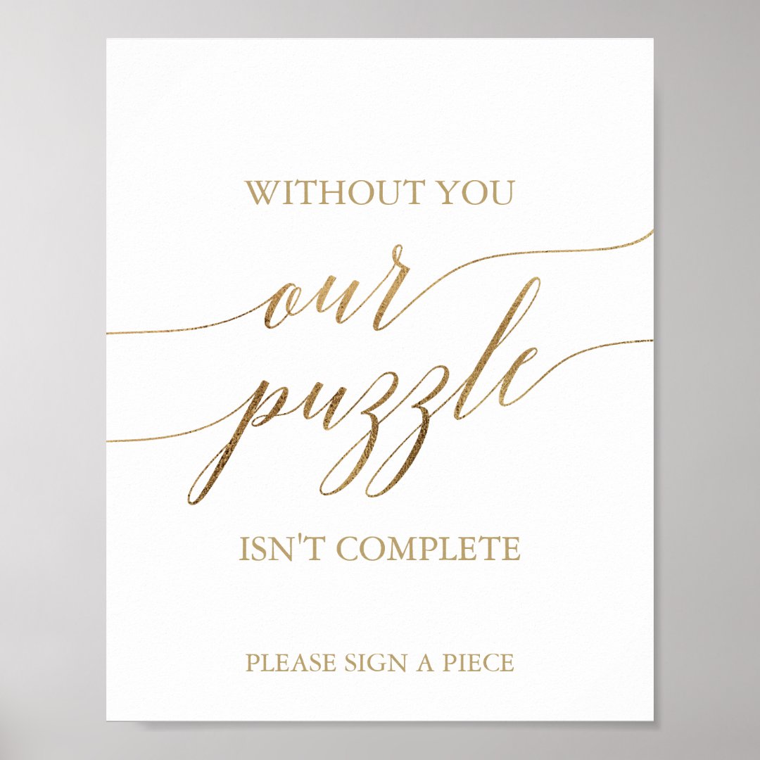 Elegant Gold Calligraphy Puzzle Guestbook Sign | Zazzle