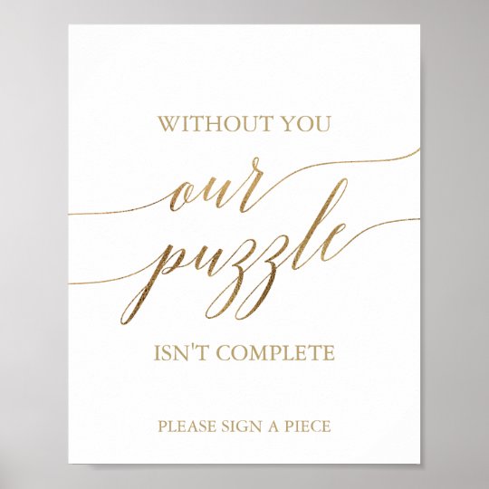 Elegant Gold Calligraphy Puzzle Guestbook Sign | Zazzle.com