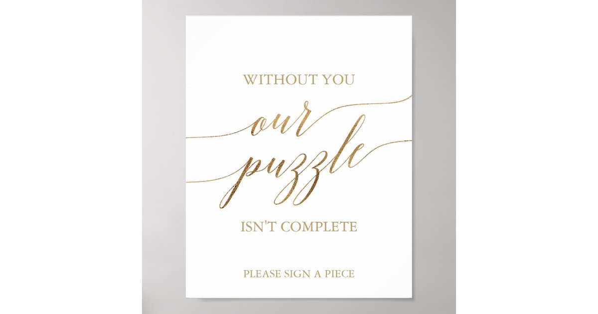 Elegant Gold Calligraphy Puzzle Guestbook Sign | Zazzle