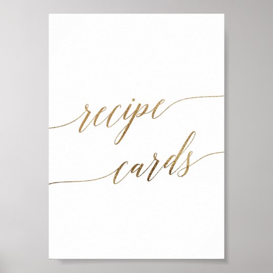 Elegant Gold Calligraphy Recipe Cards Sign | Zazzle.com