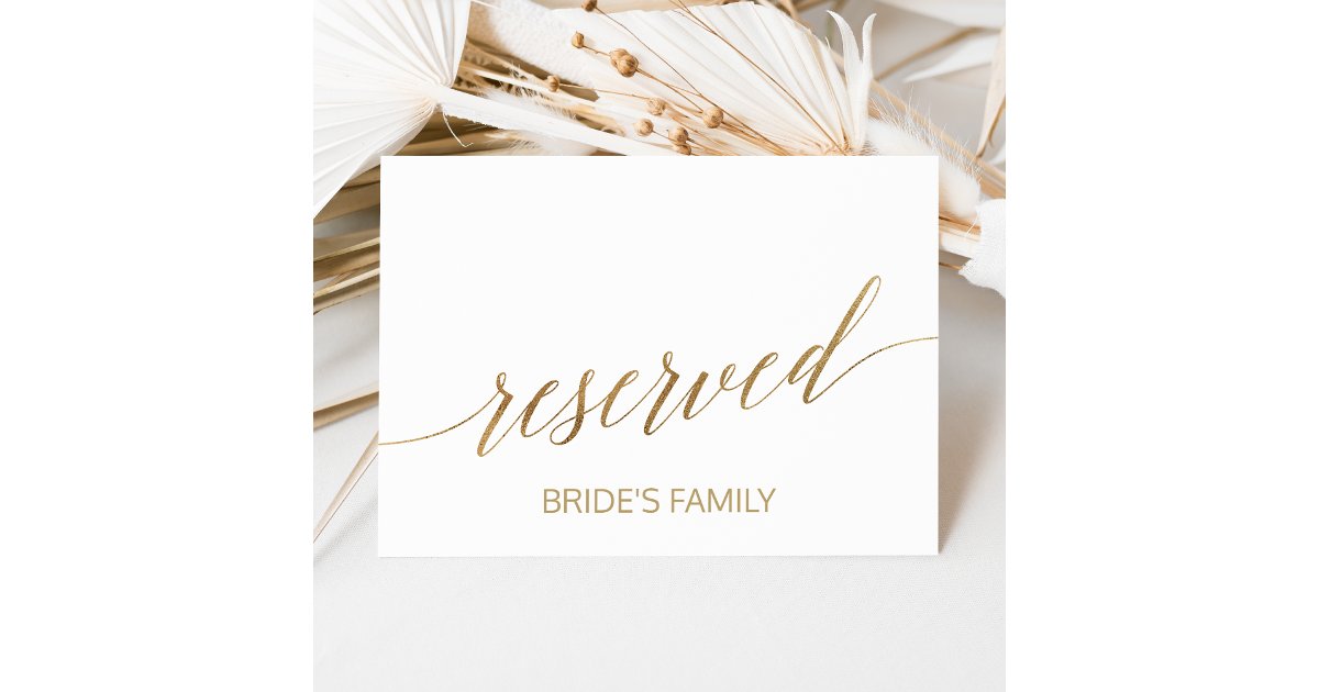Elegant Gold Calligraphy Reserved Sign | Zazzle