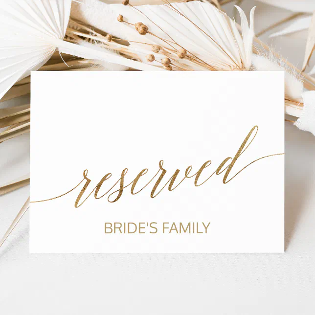 Elegant Gold Calligraphy Reserved Sign | Zazzle