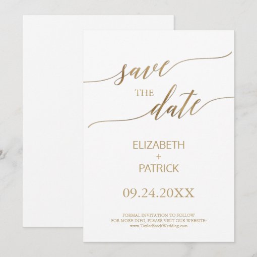 Elegant Gold Calligraphy Save the Date | Zazzle