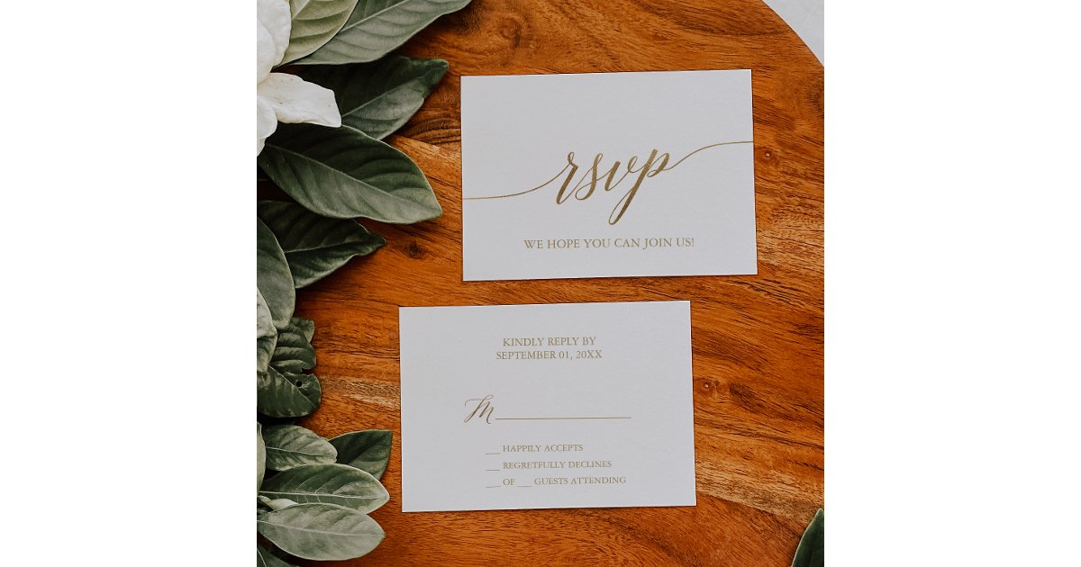 Elegant Gold Calligraphy Simple RSVP Card | Zazzle