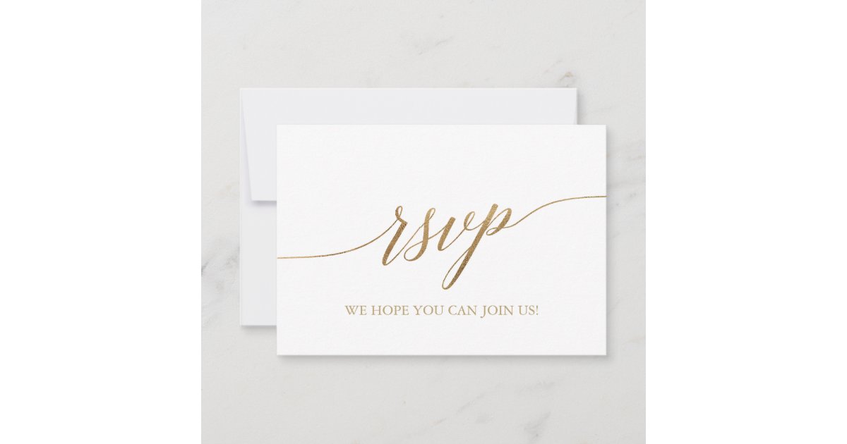 Elegant Gold Calligraphy Simple RSVP Card | Zazzle