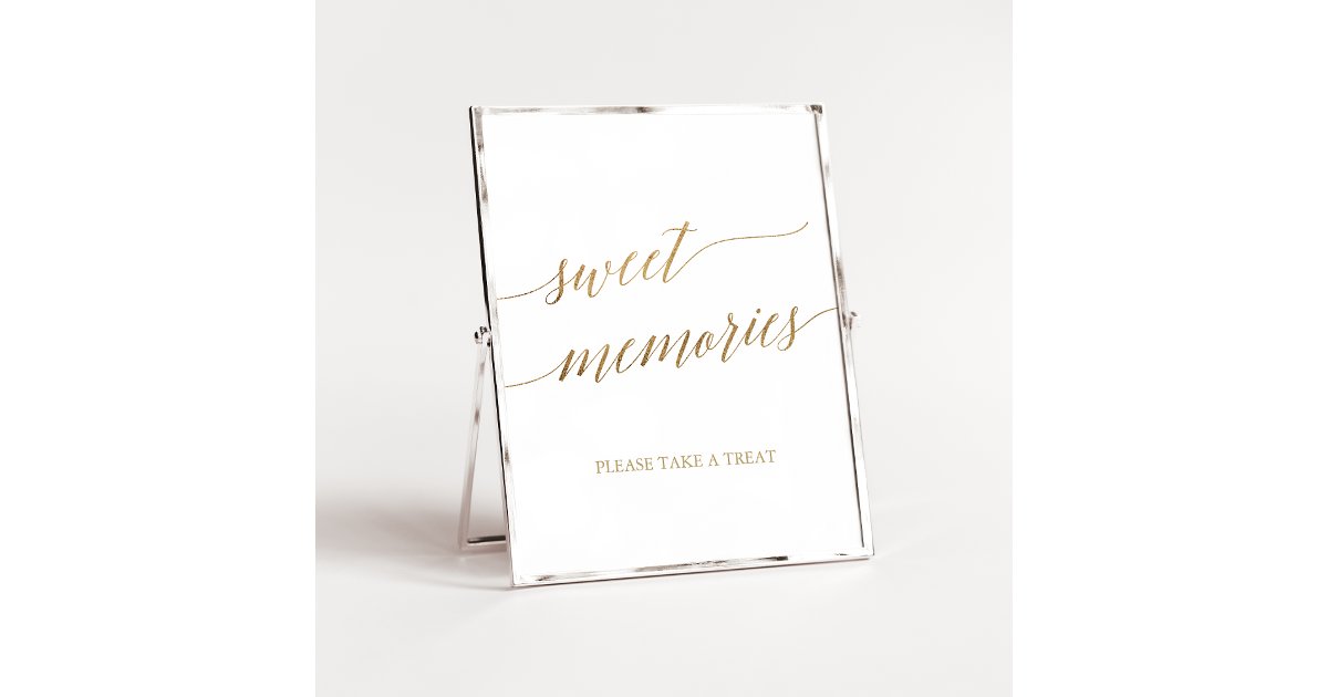 Elegant Gold Calligraphy Sweet Memories Sign | Zazzle