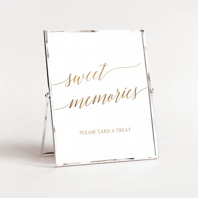 Elegant Gold Calligraphy Sweet Memories Sign | Zazzle