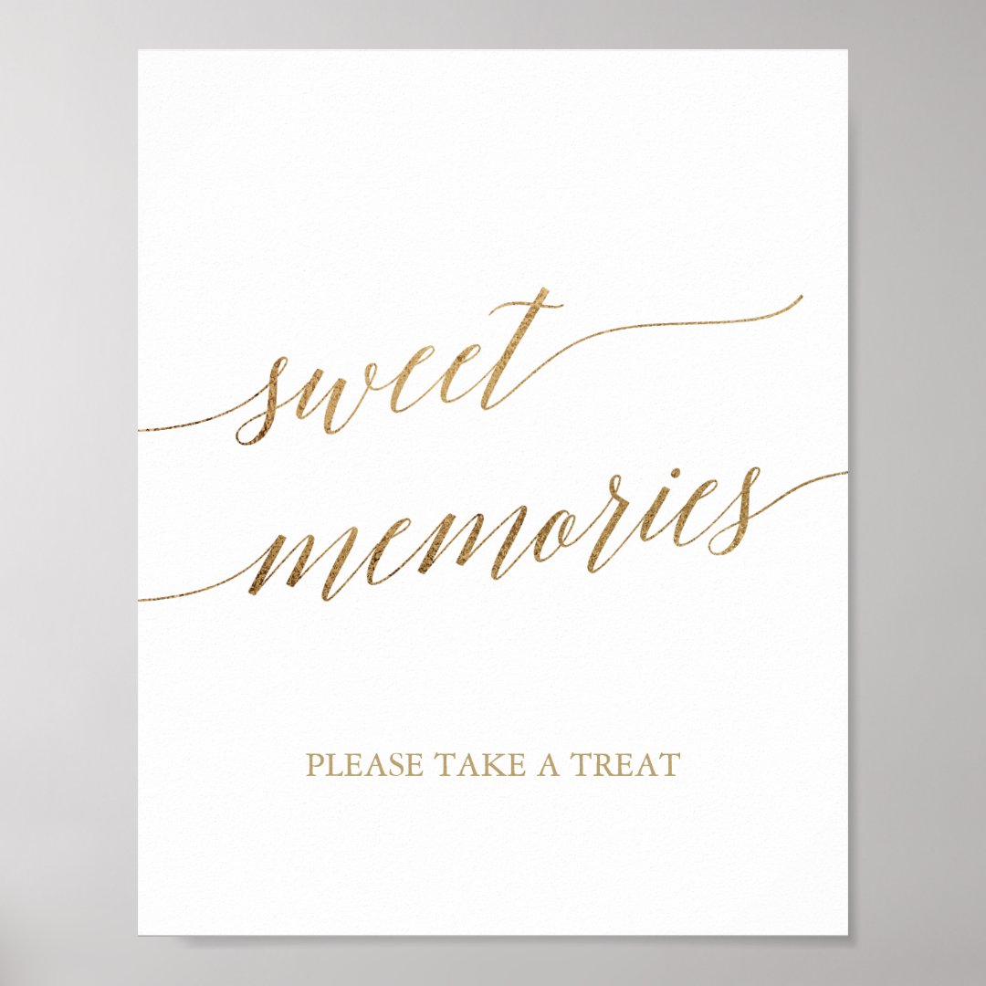 Elegant Gold Calligraphy Sweet Memories Sign | Zazzle