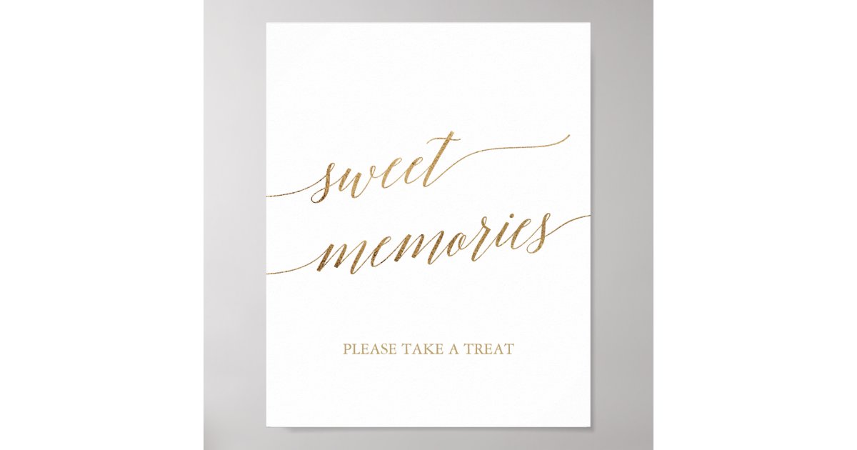 Elegant Gold Calligraphy Sweet Memories Sign | Zazzle.com