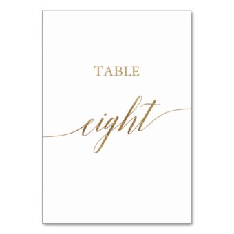 Elegant Gold Calligraphy Table Eight Table Number | Zazzle