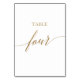 Elegant Gold Calligraphy Table Four Table Number | Zazzle