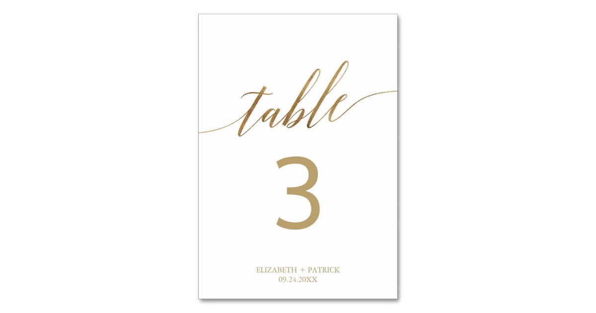 Elegant Gold Calligraphy Table Number | Zazzle