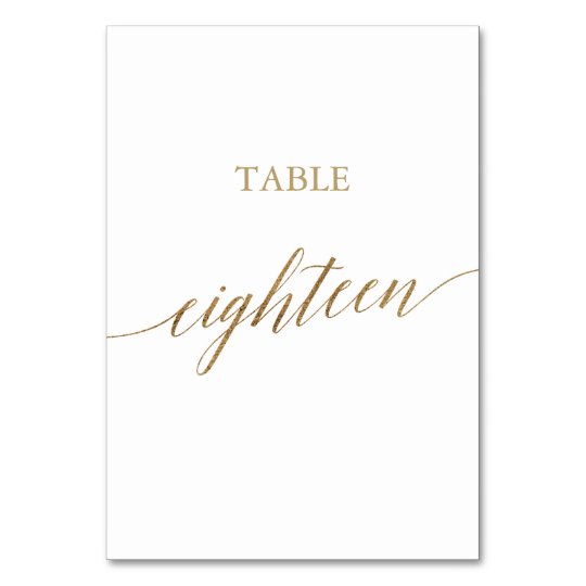 Elegant Gold Calligraphy Table Number Eighteen | Zazzle.com