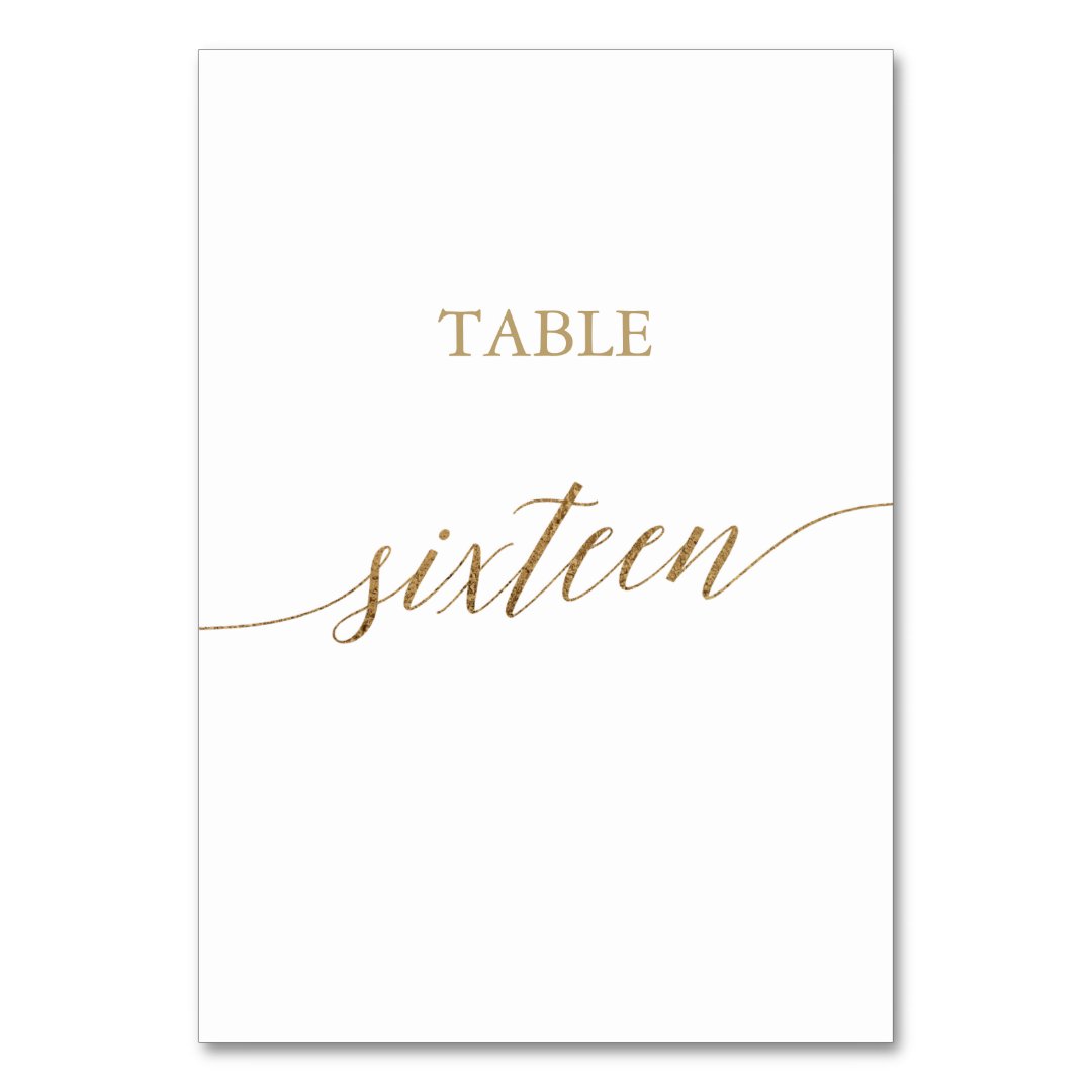 Elegant Gold Calligraphy Table Number Sixteen | Zazzle