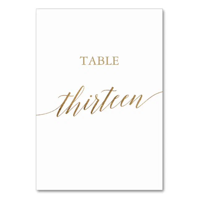 Elegant Gold Calligraphy Table Number Thirteen | Zazzle