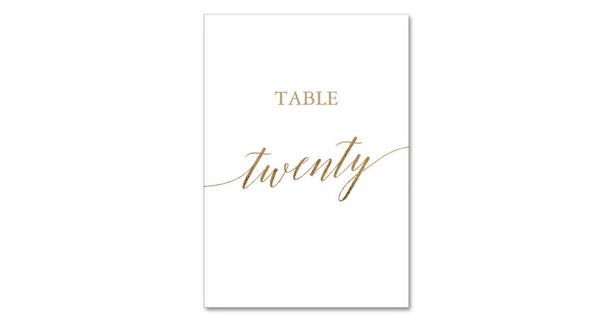 Elegant Gold Calligraphy Table Number Twenty | Zazzle