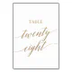 Elegant Gold Calligraphy Table Number Twenty Eight | Zazzle