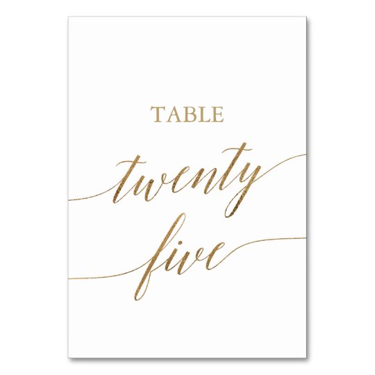 Elegant Gold Calligraphy Table Number Twenty Five | Zazzle.com