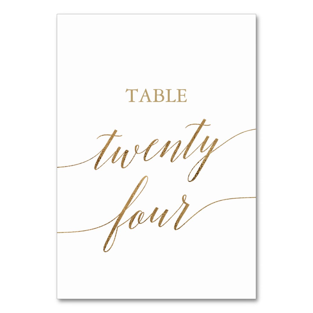 Elegant Gold Calligraphy Table Number Twenty Four | Zazzle