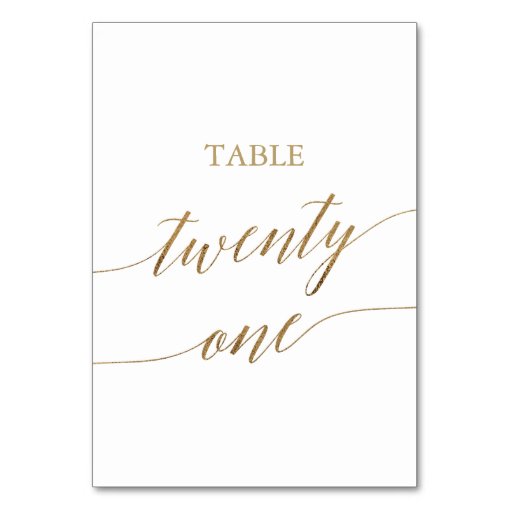 Elegant Gold Calligraphy Table Number Twenty One | Zazzle