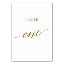 Elegant Gold Calligraphy Table One Table Number | Zazzle