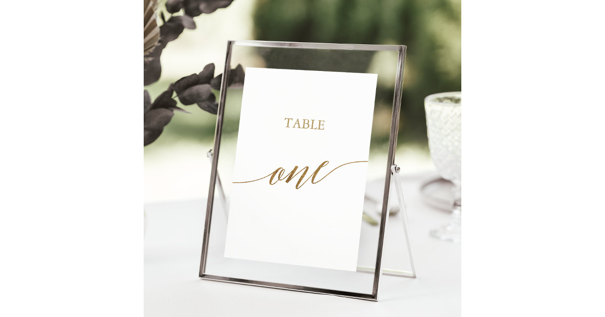 Elegant Gold Calligraphy Table One Table Number | Zazzle